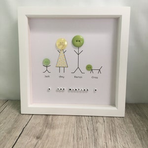 Button Family Frame // Family Button Art // Personalised Button Picture ...