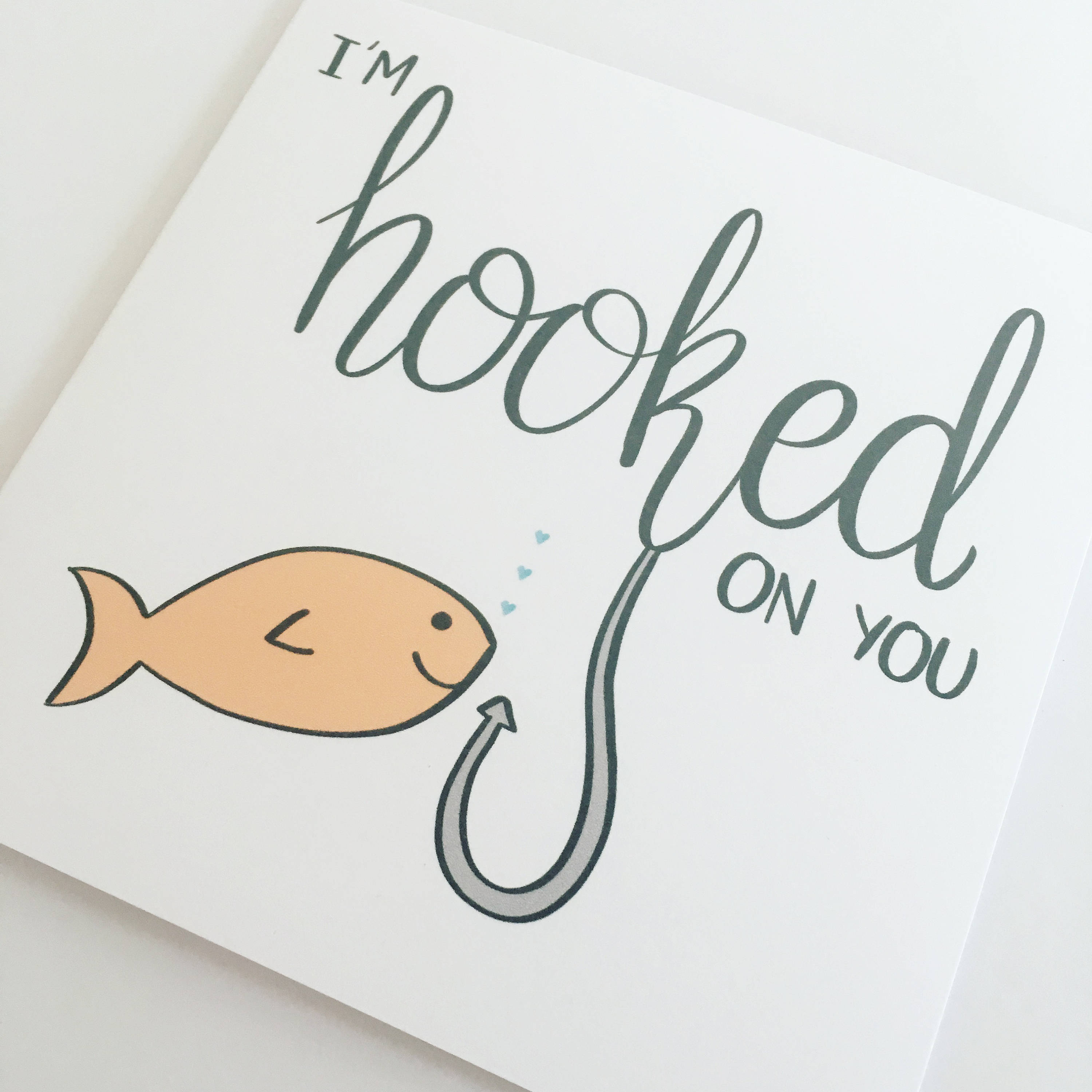 Funny Valentine Card Fishing Card Hooked on You Pun Card - Etsy UK