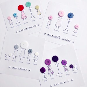 Button Family Frame // Family Button Art // Personalised Button Picture ...