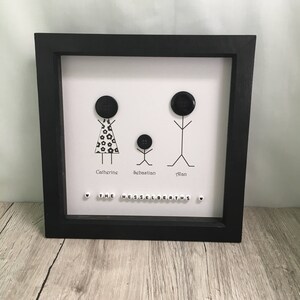 Button Family Frame // Family Button Art // Personalised Button Picture ...
