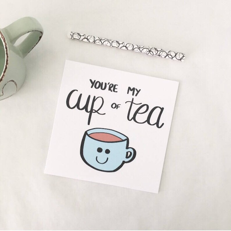 Funny Valentine Card Tea Card Cute Card My Cup of Tea Pun | Etsy