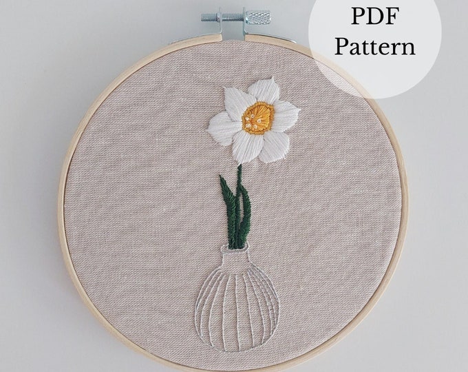 PDF Pattern-daffodil Embroidery Pattern-floral Hand Embroidery-beginner ...