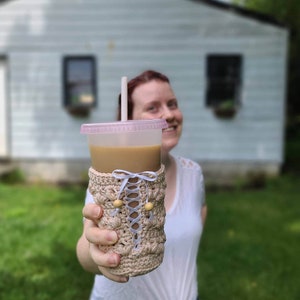 Adjustable Coffee Cozy-corset Coffee Cozy-coffee Cozy With Cork-lace ...