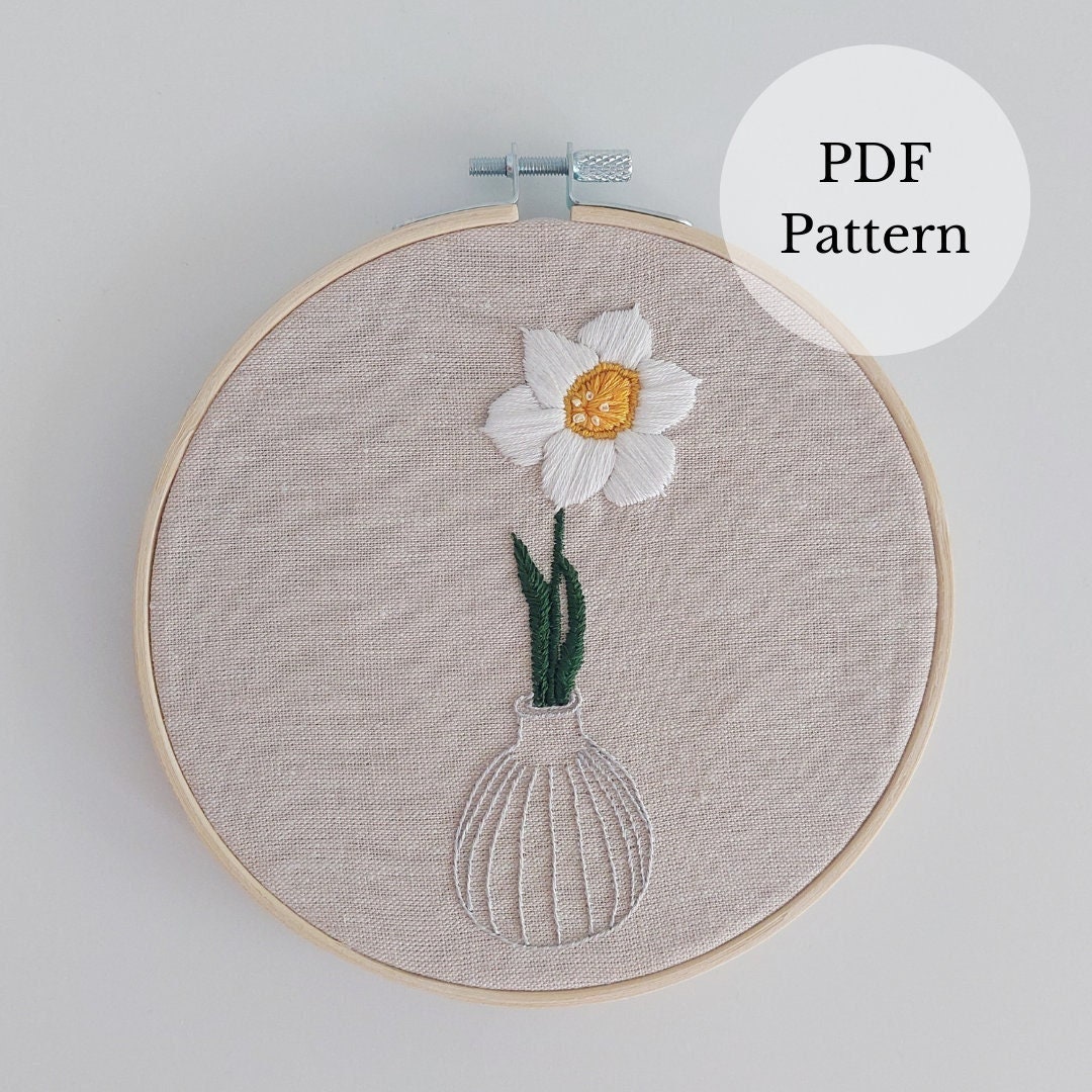 PDF Pattern-daffodil Embroidery Pattern-floral Hand Embroidery-beginner ...