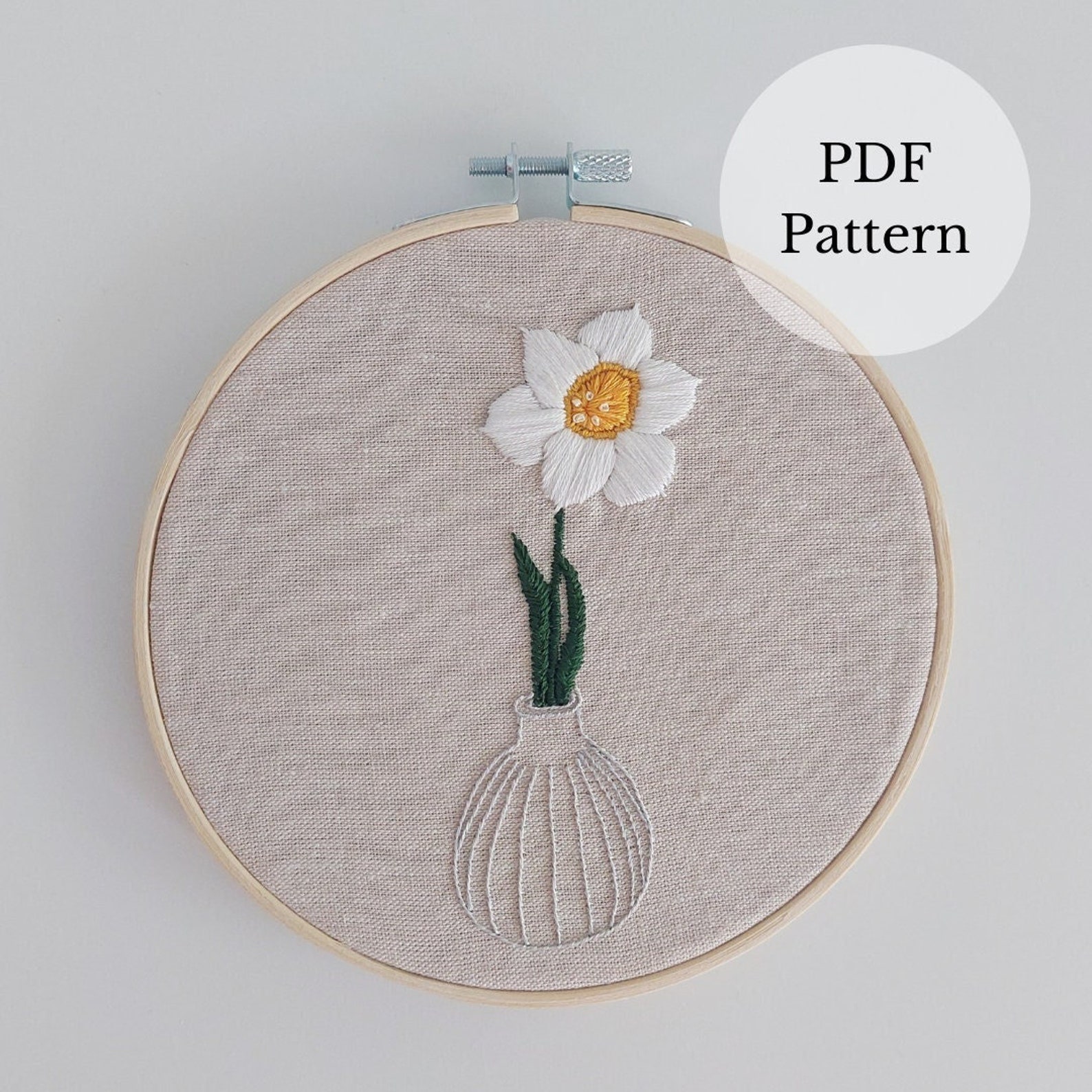 PDF Pattern-daffodil Embroidery Pattern-floral Hand Embroidery-beginner ...