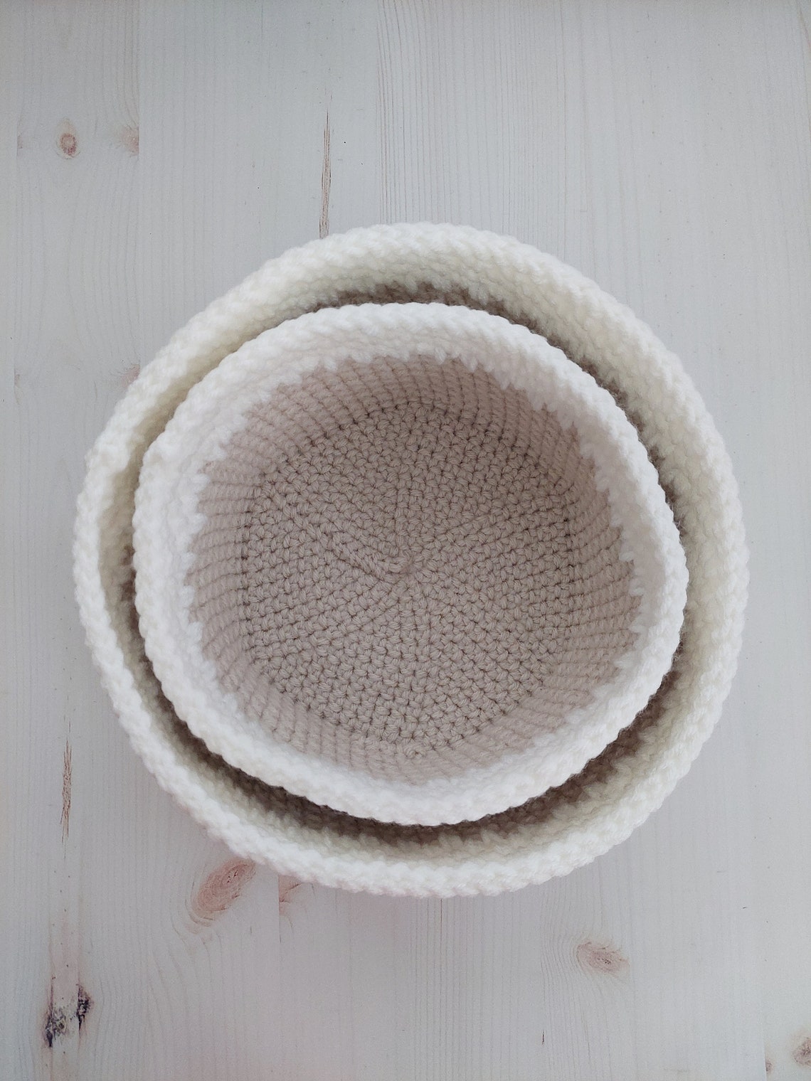 Crochet Nesting Baskets Linen Basket Beige Basket - Etsy