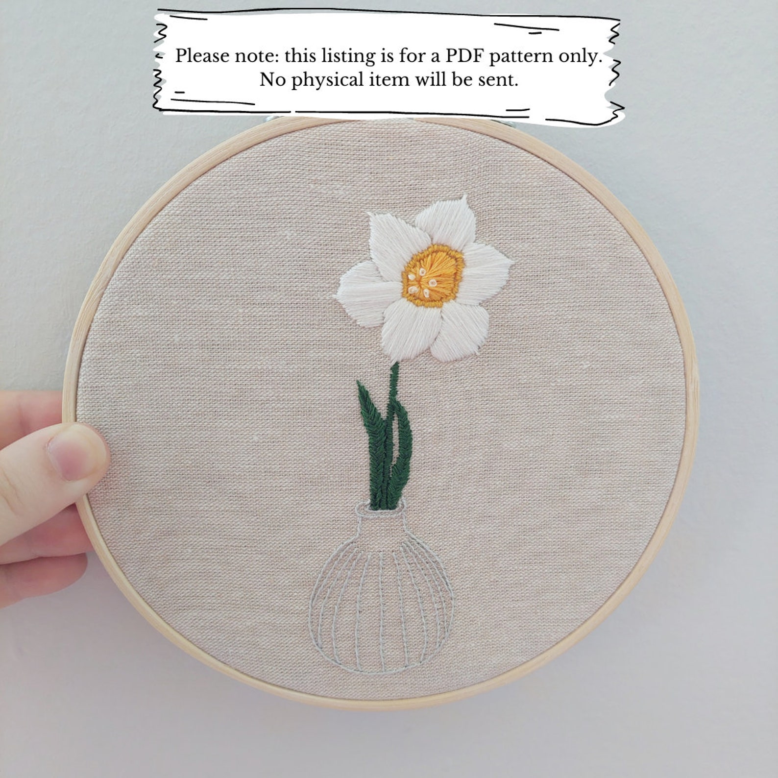 PDF Pattern-daffodil Embroidery Pattern-floral Hand Embroidery-beginner ...