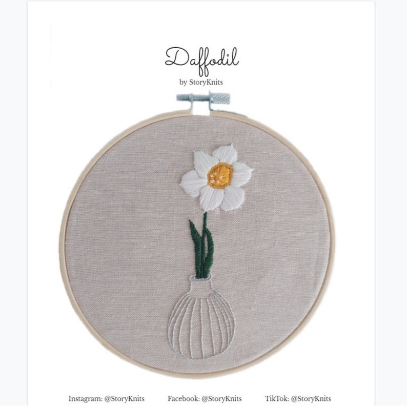 PDF Pattern-daffodil Embroidery Pattern-floral Hand Embroidery-beginner ...