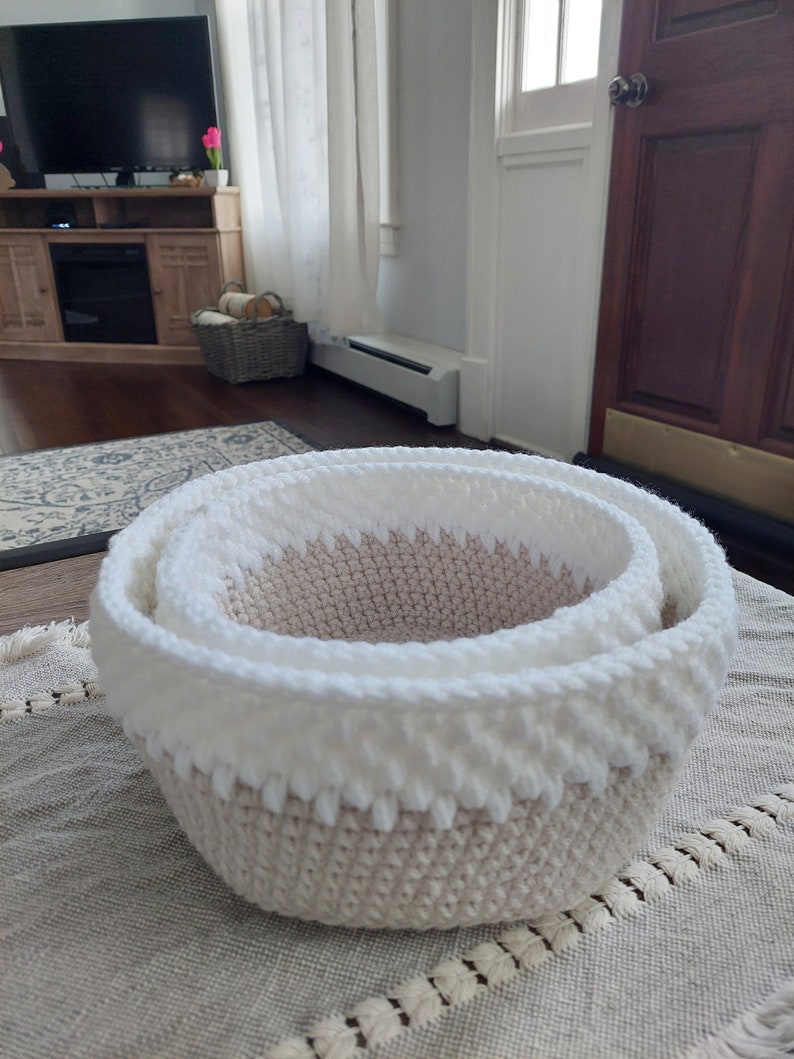 Crochet Nesting Baskets Linen Basket Beige Basket - Etsy