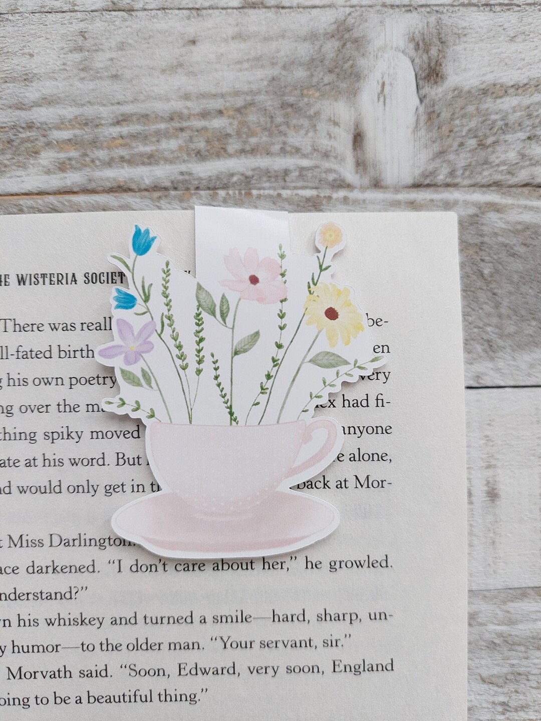 Teacup Magnetic Bookmark - Coffee Cup Magnetic Bookmark - Floral ...