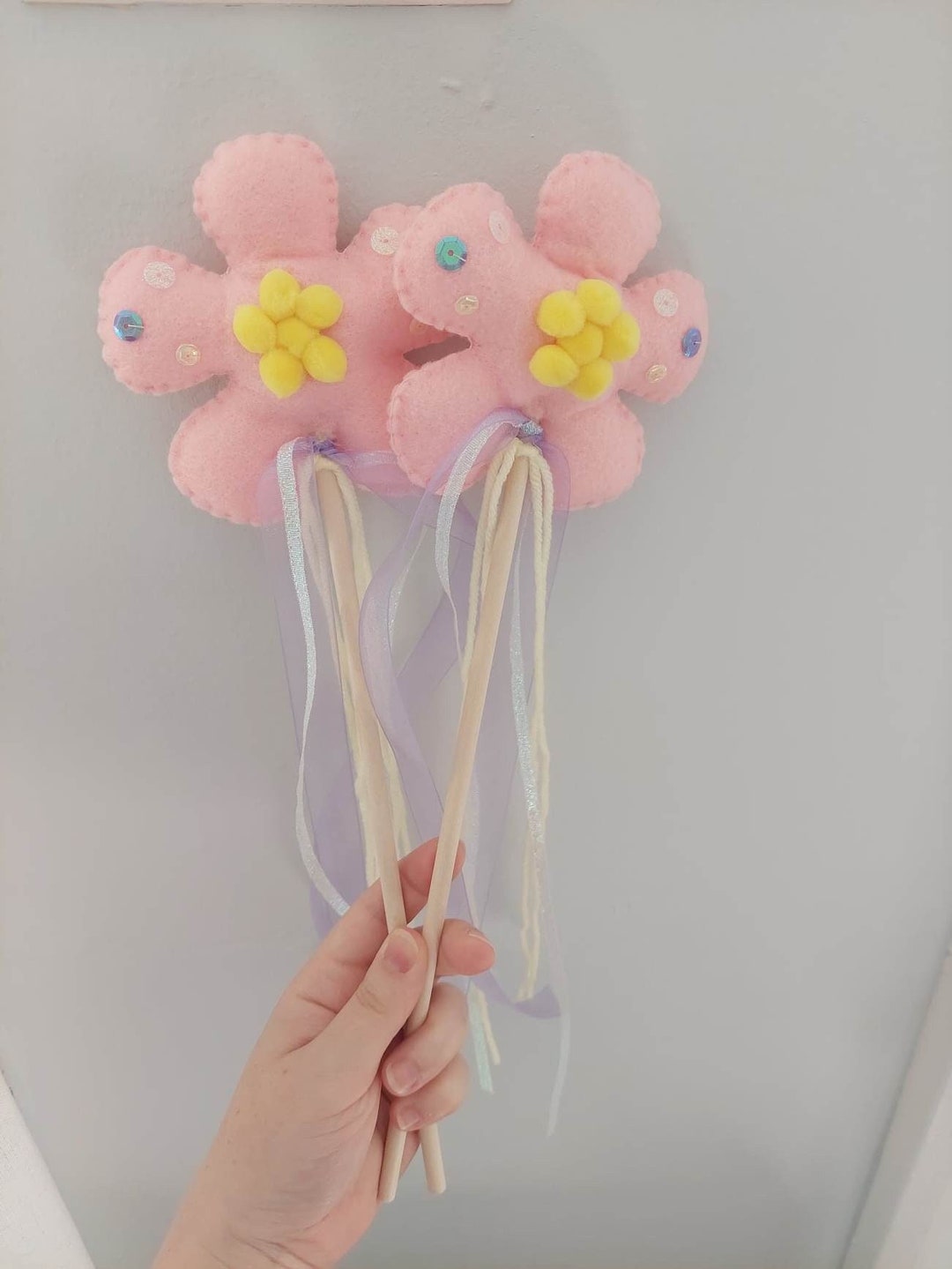Daisy Wand Felt Daisy Wand Pink Flower Wand Fairy Wand Pretend Play ...
