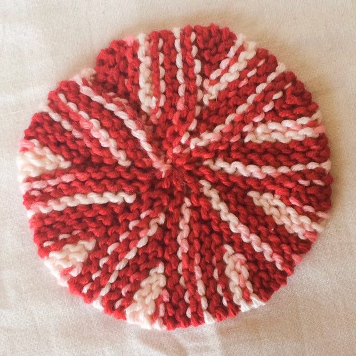 Coasters Set of Four Red and White Knit Round Cotton Coasters - Etsy