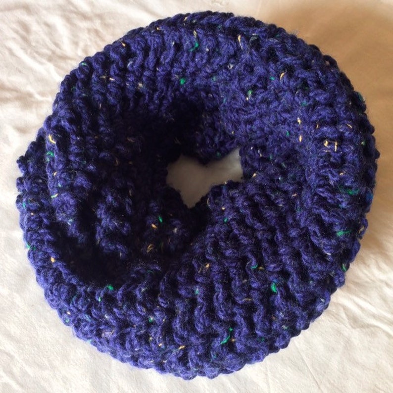 Infinity Scarf Navy Blue Knit Fluffy Infinity Scarf - Etsy