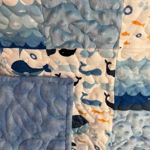 Whale Songs Baby Quilt: Ocean Nursery Flannel Blanket, Handmade USA - Etsy