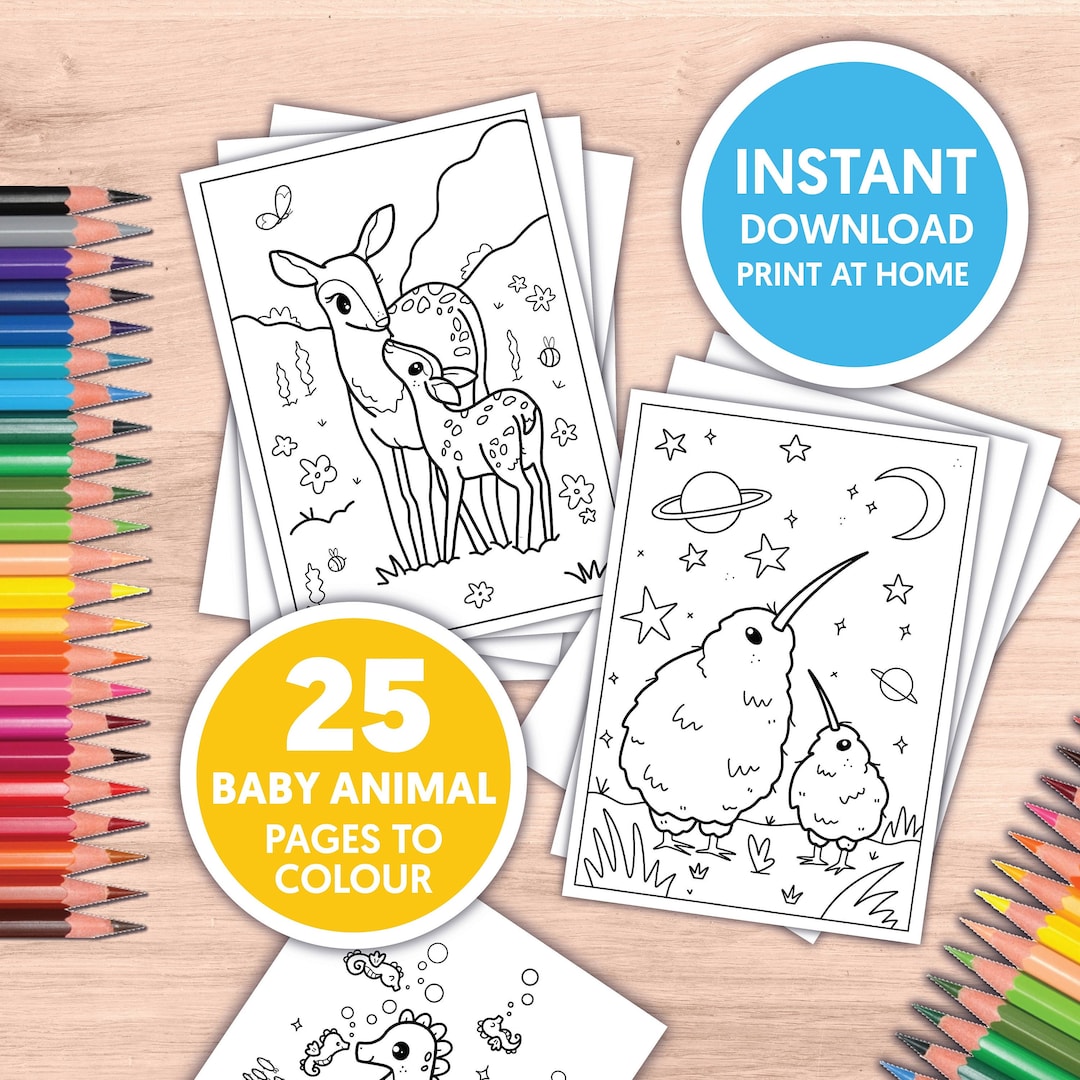 Printable Animal Coloring Pages, Baby Shower Activities, Kids Party ...