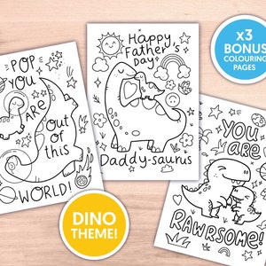 All About My Dad Printable / Father's Day Gift / Dinosaur Colouring ...