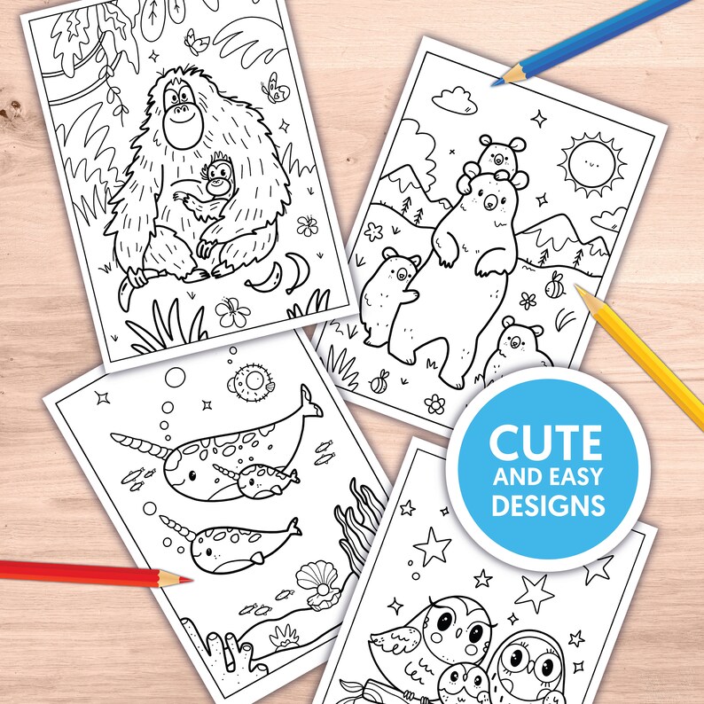 Printable Animal Coloring Pages Baby Shower Activities Kids - Etsy