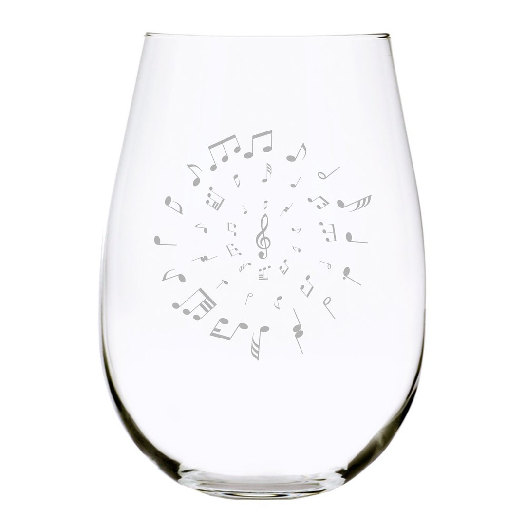 Musical Notes Stemless Wine Glass - Music Lover Gift for Women and Men ...