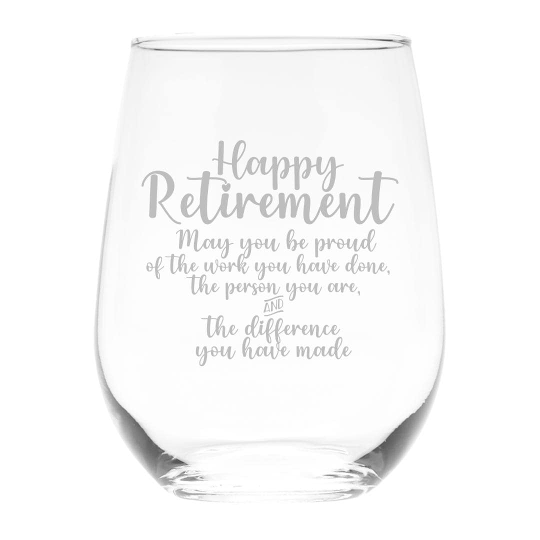 Happy Retirement Stemless Wine Glass: Laser Engraved 17 Oz Gift - Etsy