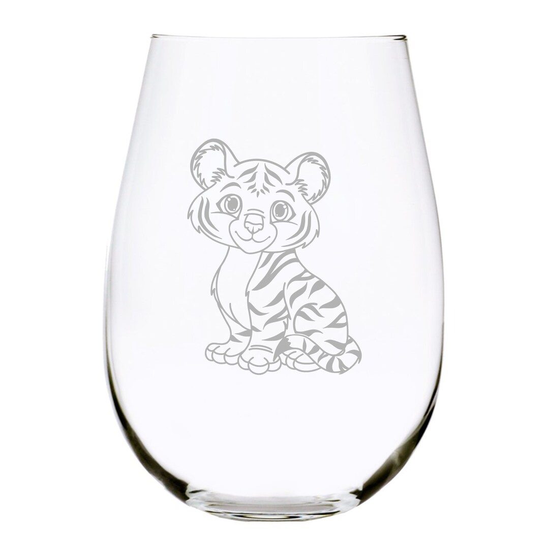 Tiger Stemless Wine Glass - Tiger Themed Gift for Women and Men - 17 Oz ...