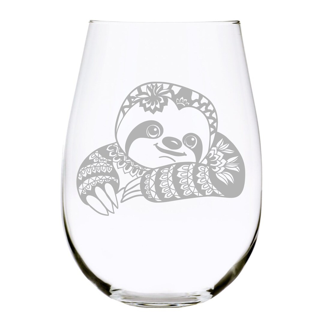 Sloth Stemless Wine Glass - Cute Sloth Themed Gift for Women and Men ...