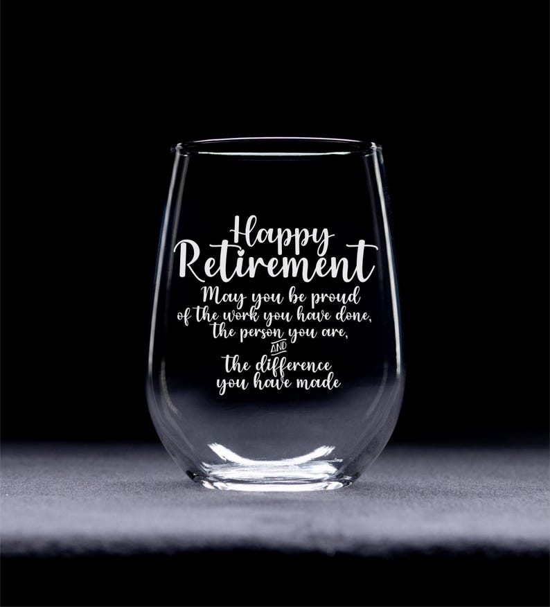 Happy Retirement Stemless Wine Glass: Laser Engraved 17 Oz Gift - Etsy