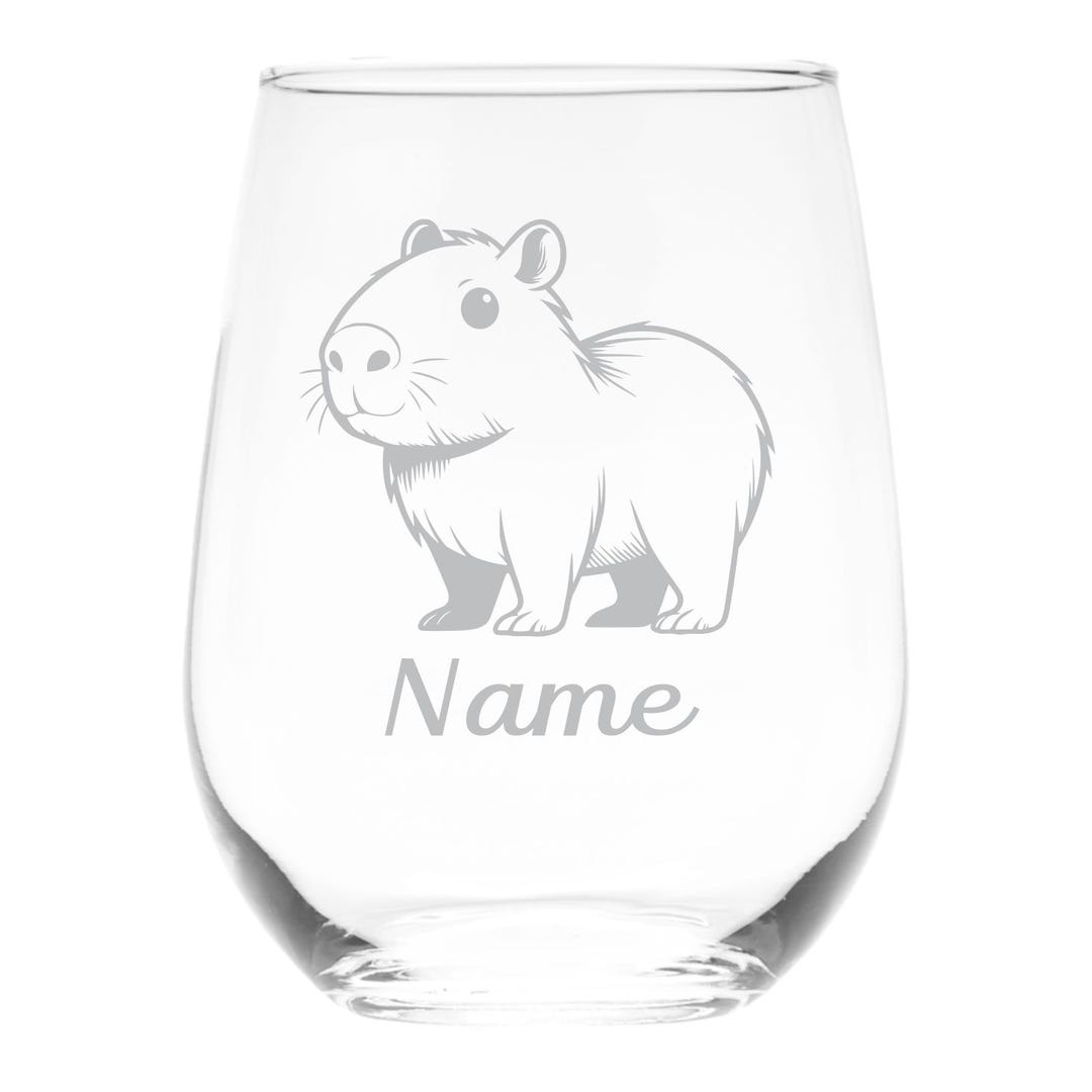 Capybara With Name 17 Oz. Custom Stemless Wine Glass - Etsy