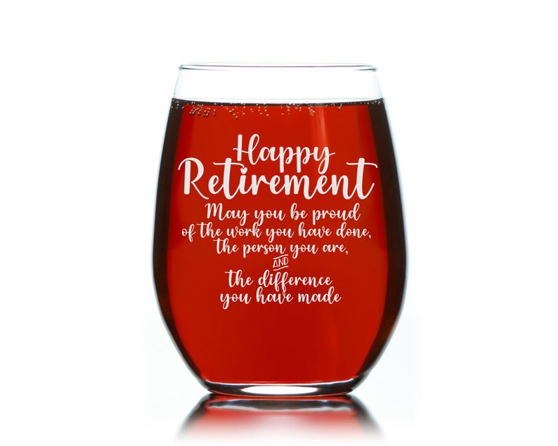 Happy Retirement Stemless Wine Glass: Laser Engraved 17 Oz Gift - Etsy