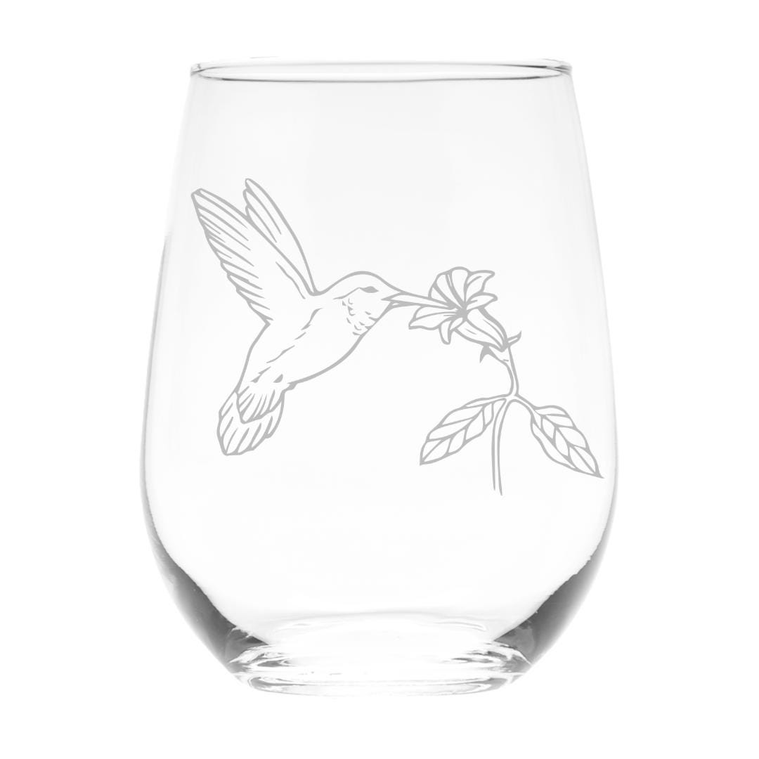 Hummingbird Stemless Wine Glass - 17 Oz. (style H4) - Etsy