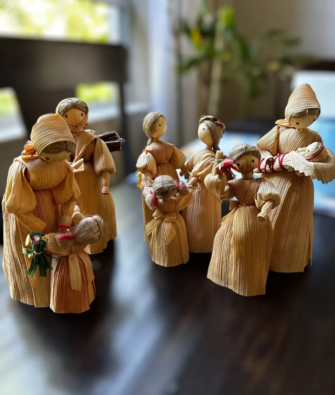 Vintage Handmade Corn Husk Dolls Circle of Sisters Mother Child - Etsy