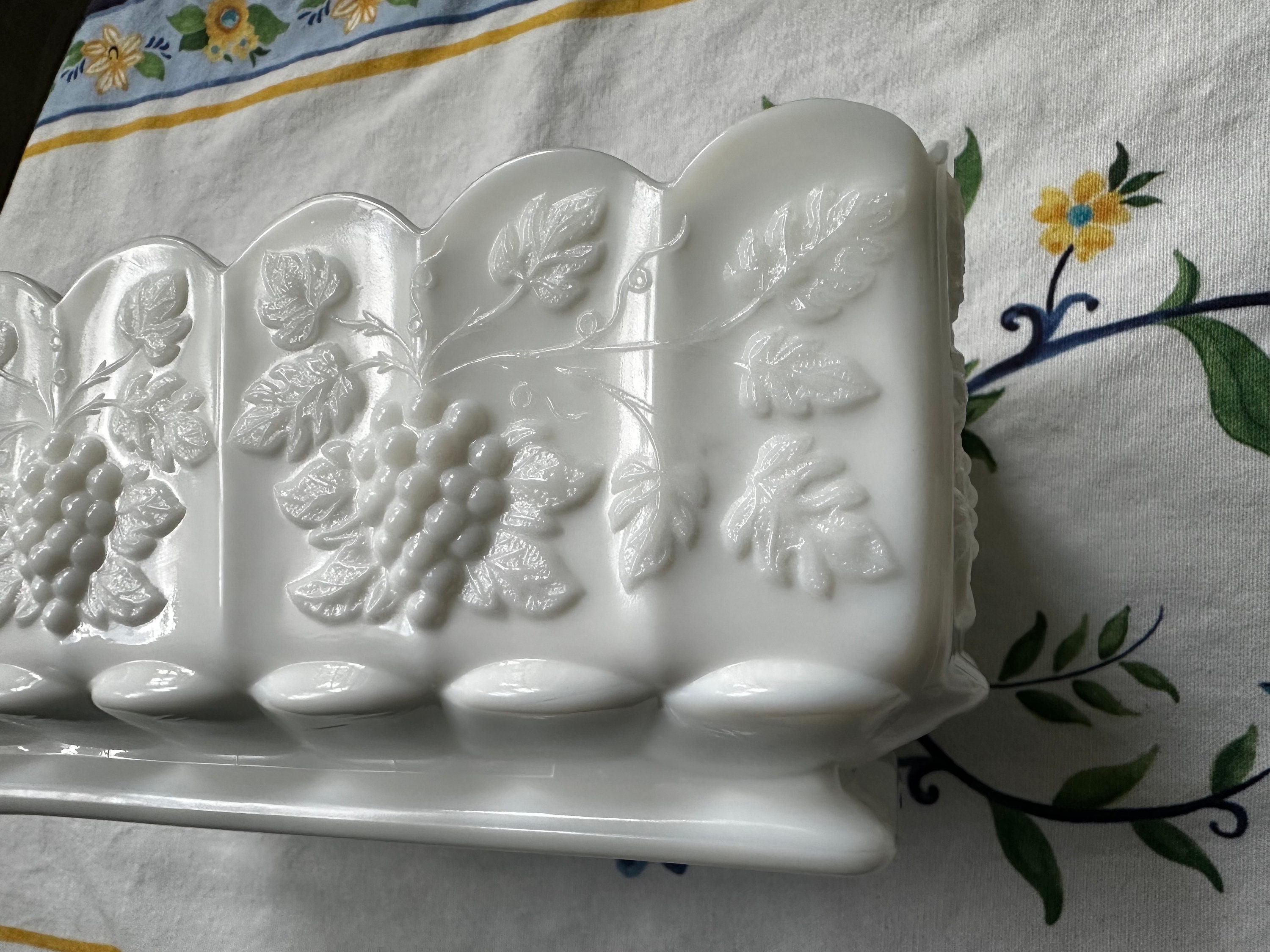 Vintage Westmoreland White Milk Glass Rectangular Footed Planter Bowl ...