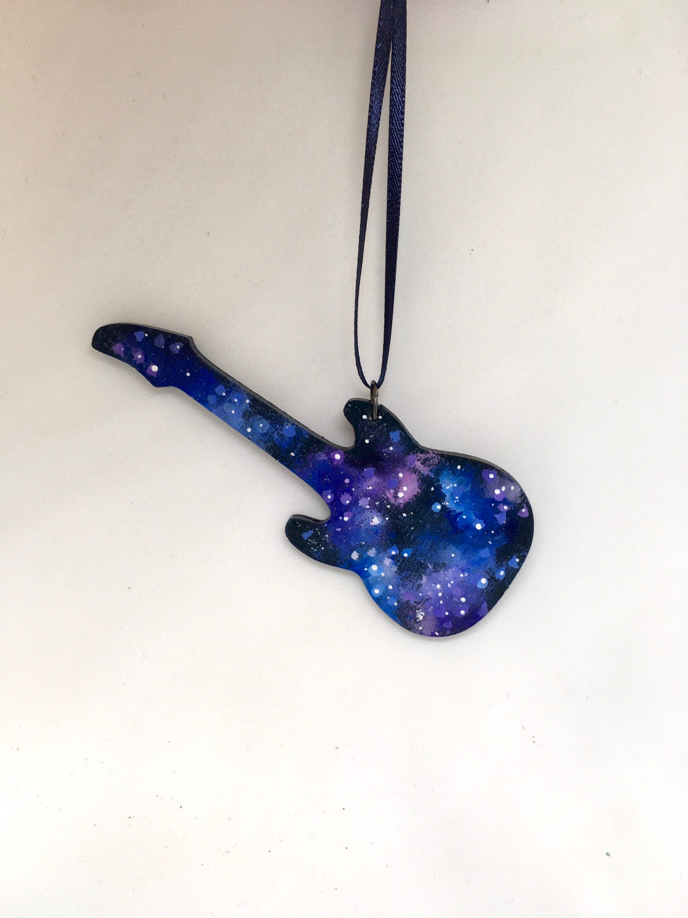Galactic Electric Guitar Cosmic Galaxy Universe Flat Wooden Handpainted ...