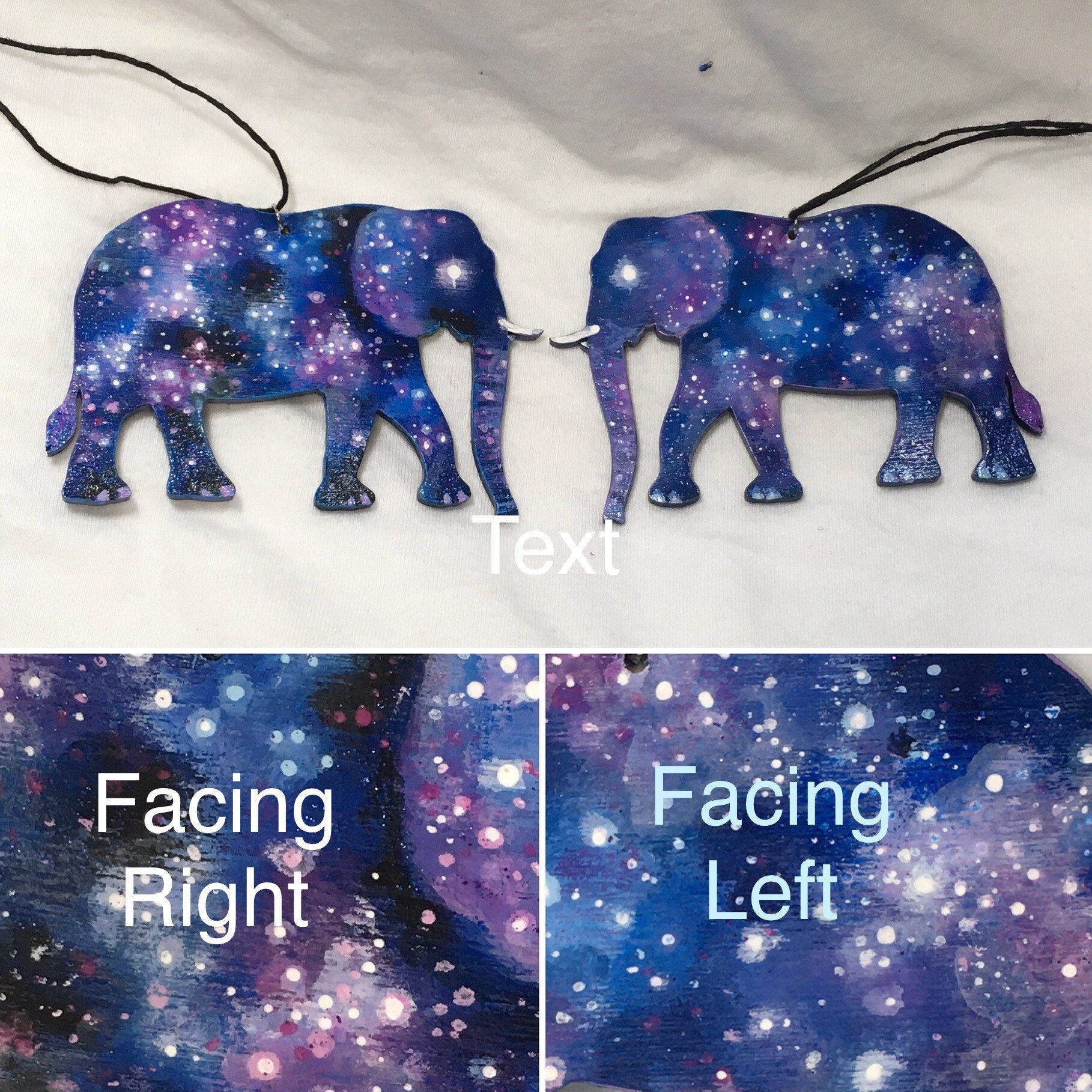 Galactic Elephant Hand Painted Flat Wooden Ornament in Blue - Etsy ...
