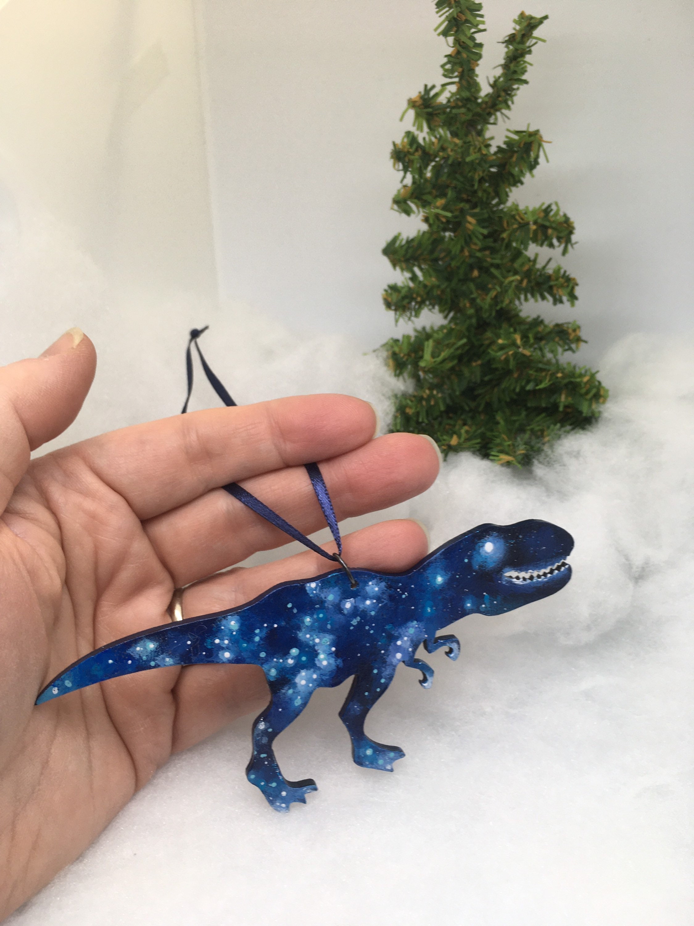 Galaxy T-rex Dinosaur Starry Cosmic Wooden Ornament - Etsy