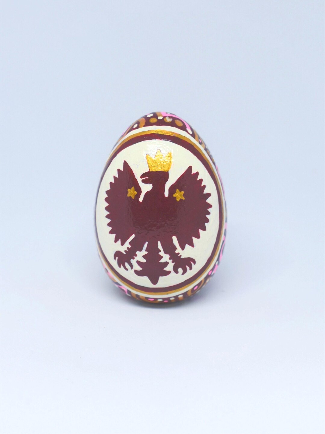Red Polish Falcon Handpainted Design in Red Gold Dark Pink Wooden Egg 2 ...