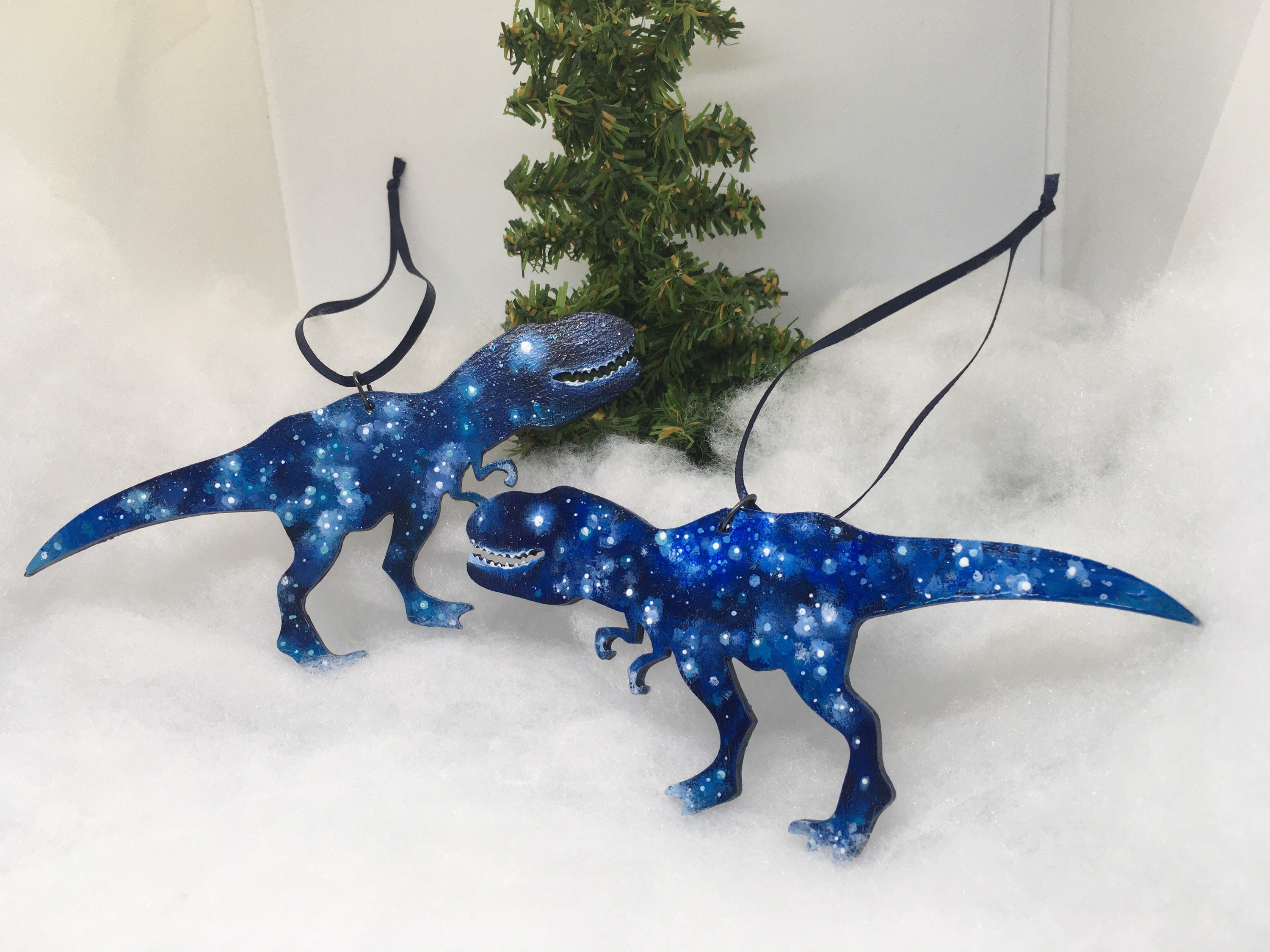 Galaxy T-rex Dinosaur Starry Cosmic Wooden Ornament - Etsy