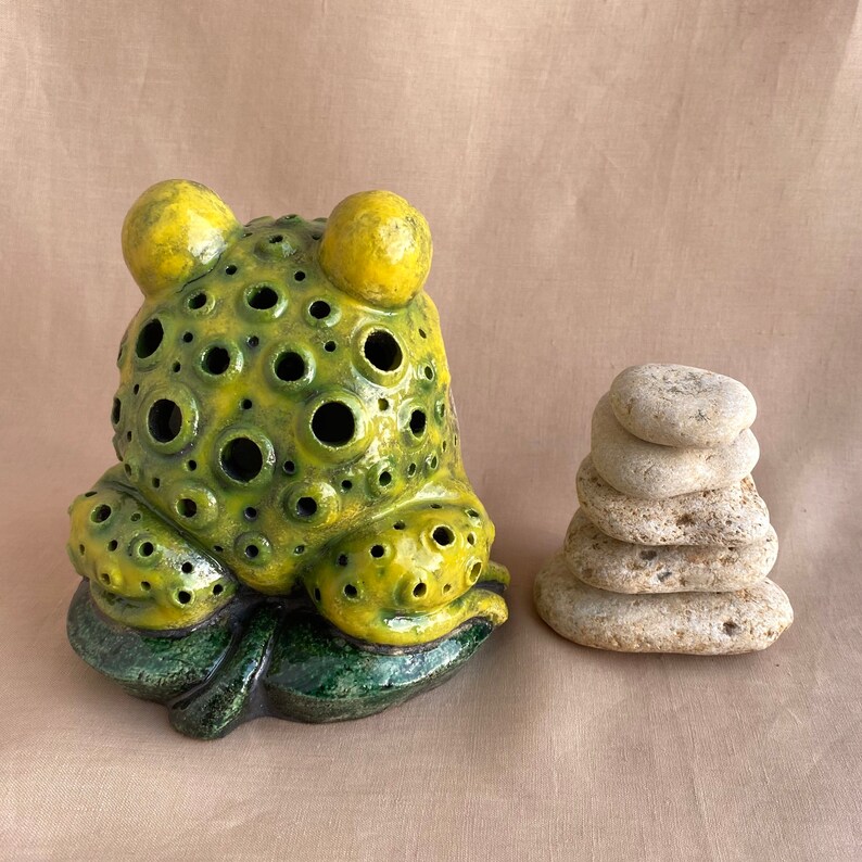 Yelllow Ceramic Frog Candle Lamp - Etsy