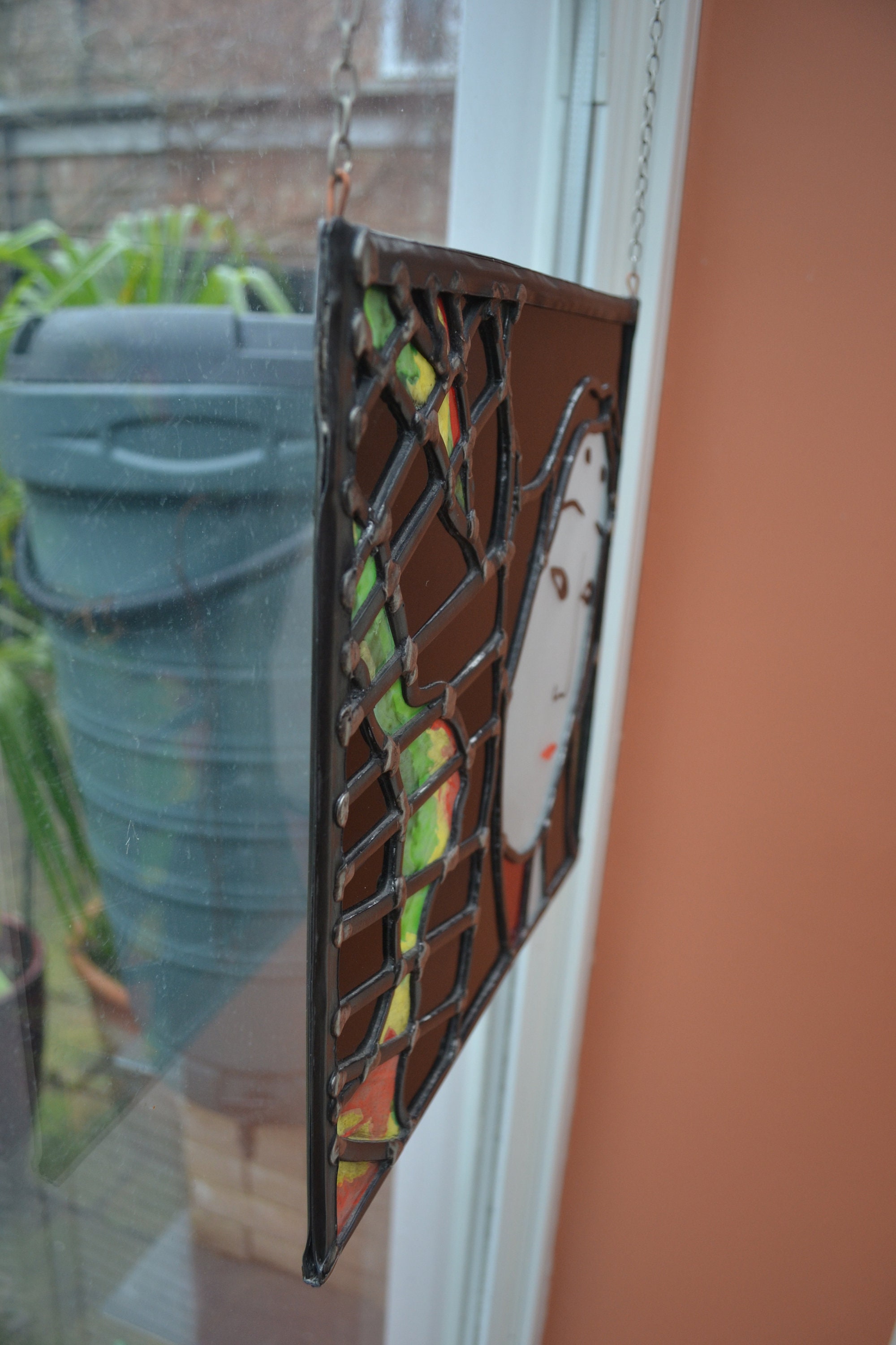 Geisha Leaded Stained Glass Hanging Window Panel, Ornament or ...