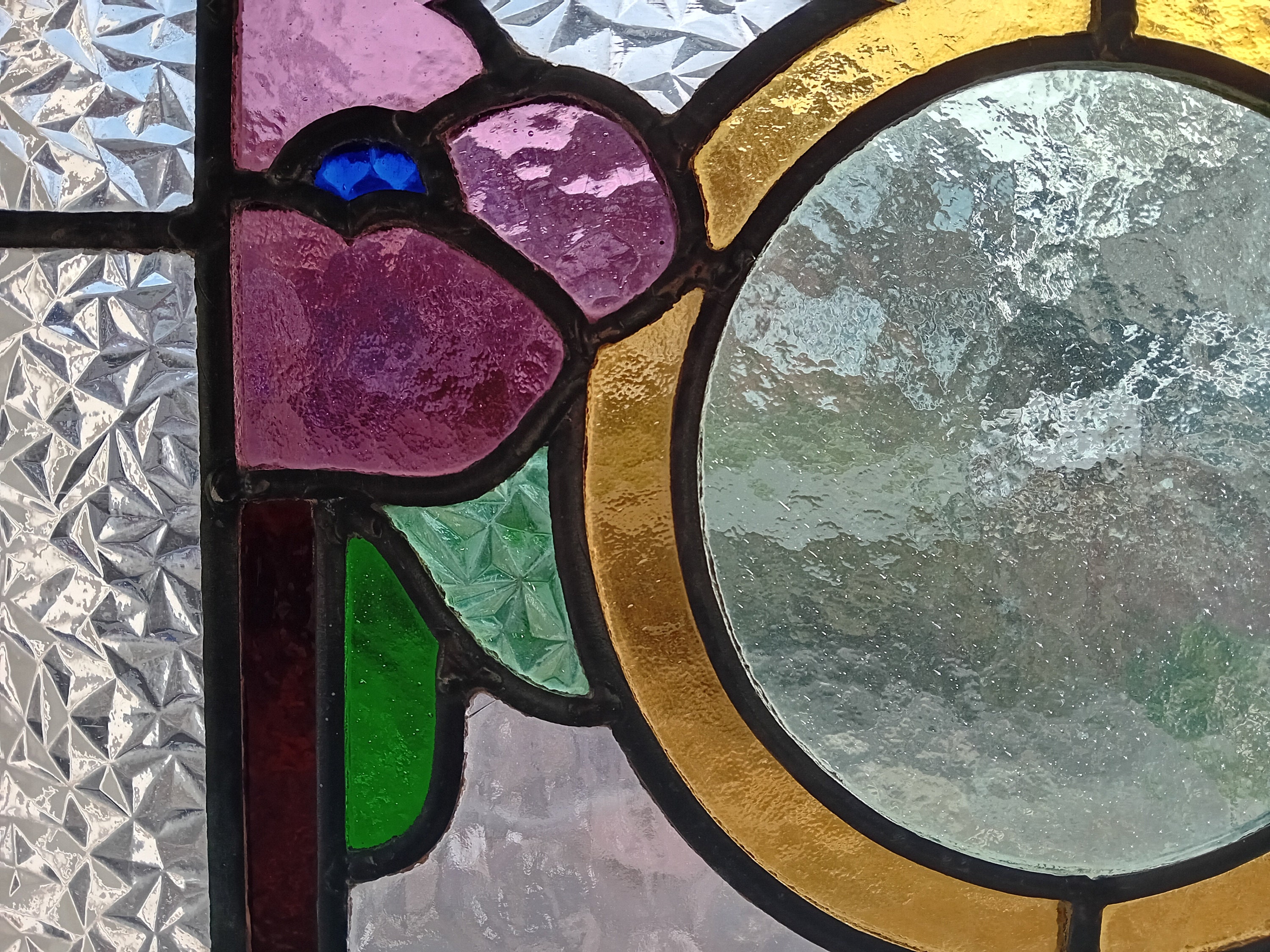Floral Leaded Stained Glass Window Panel, Ornament or Suncatcher ...