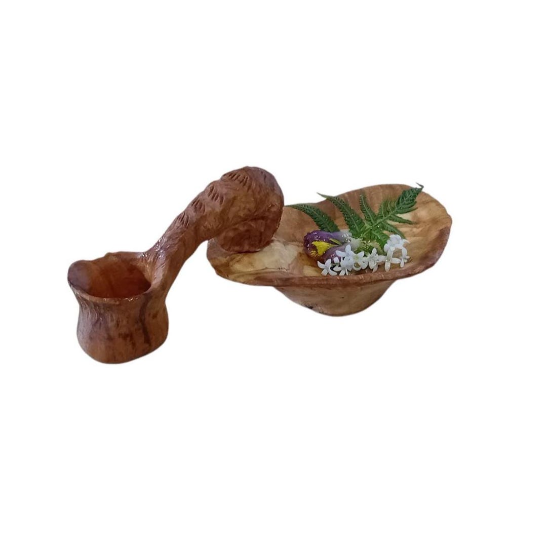 Olive Wood Spoon and Bowl, Ritual Offering Ceremony, Altar Shamanic ...