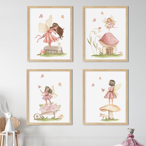 Set of 3 Fairy Prints Fairy Girl Wall Art Print Soft - Etsy