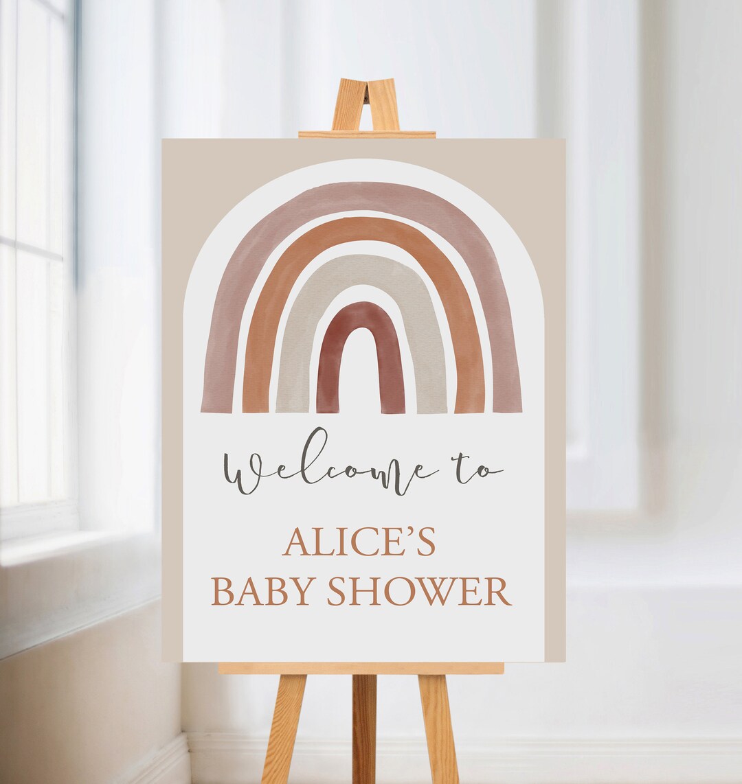 BABY SHOWER WELCOME Sign - Boho Rainbow Arch - Digital File - Rainbow ...