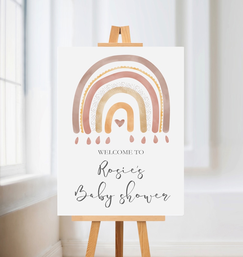 BABY SHOWER WELCOME Sign Boho Rainbow Digital File - Etsy