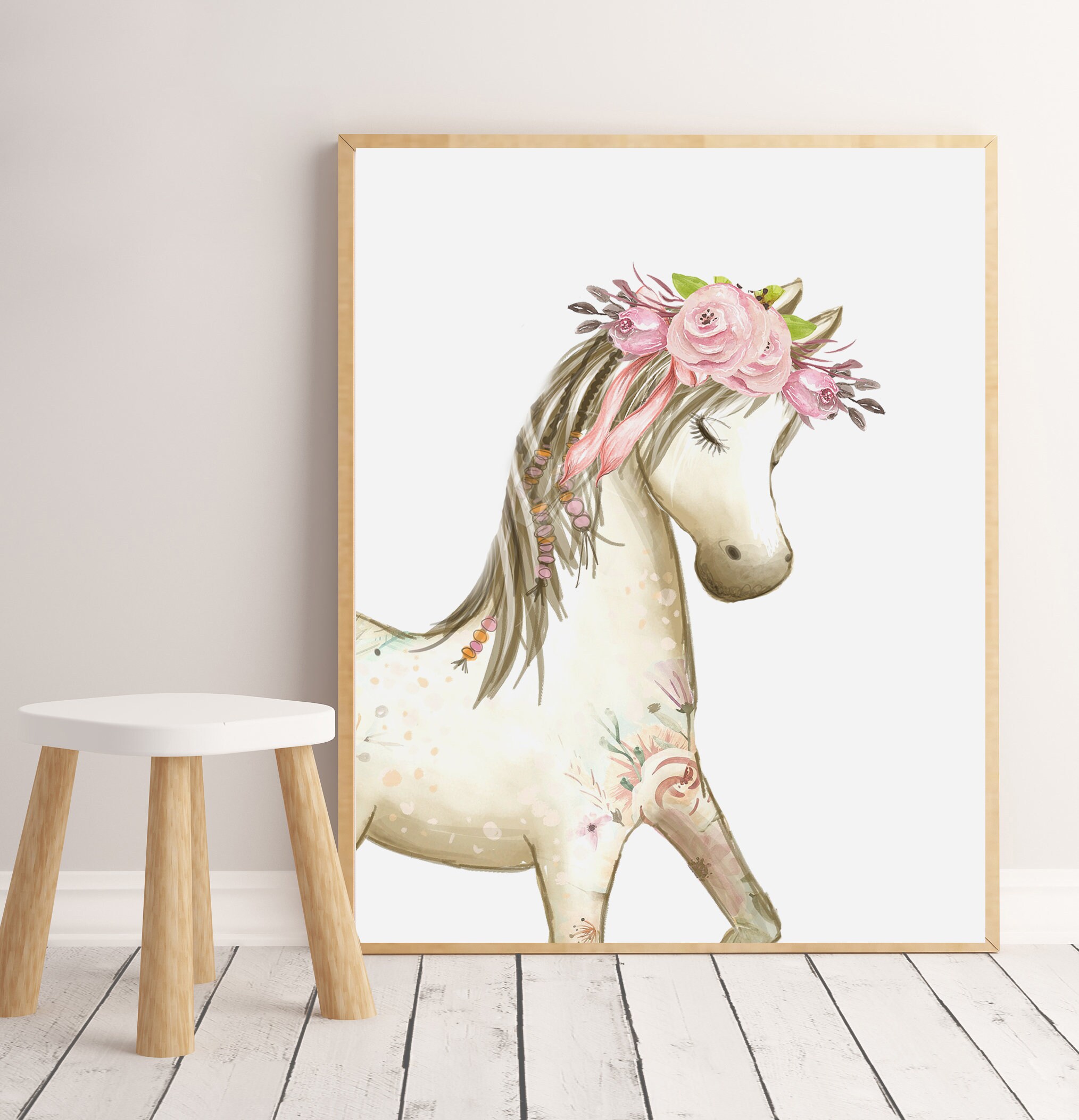Floral Pony Personalised Art Print Set / DIGITAL FILES / | Etsy