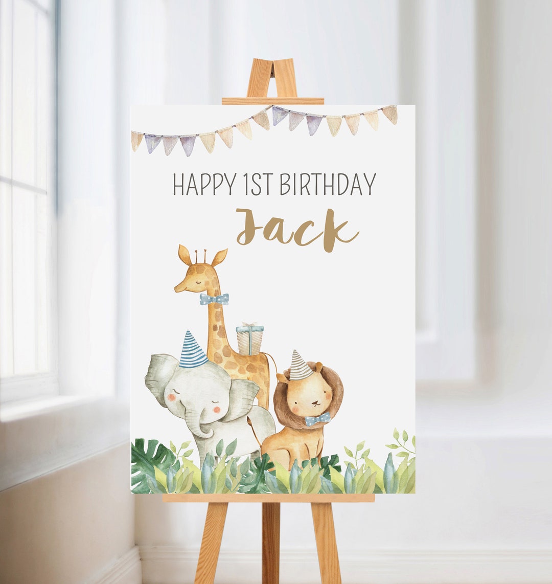 JUNGLE PARTY POSTER - Jungle Trio Party Sign - Digital File - Kids ...