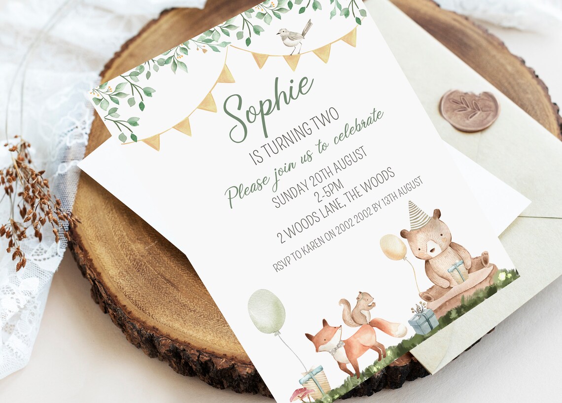 WOODLAND PARTY INVITATION / Woodland Friends / Digital - Etsy