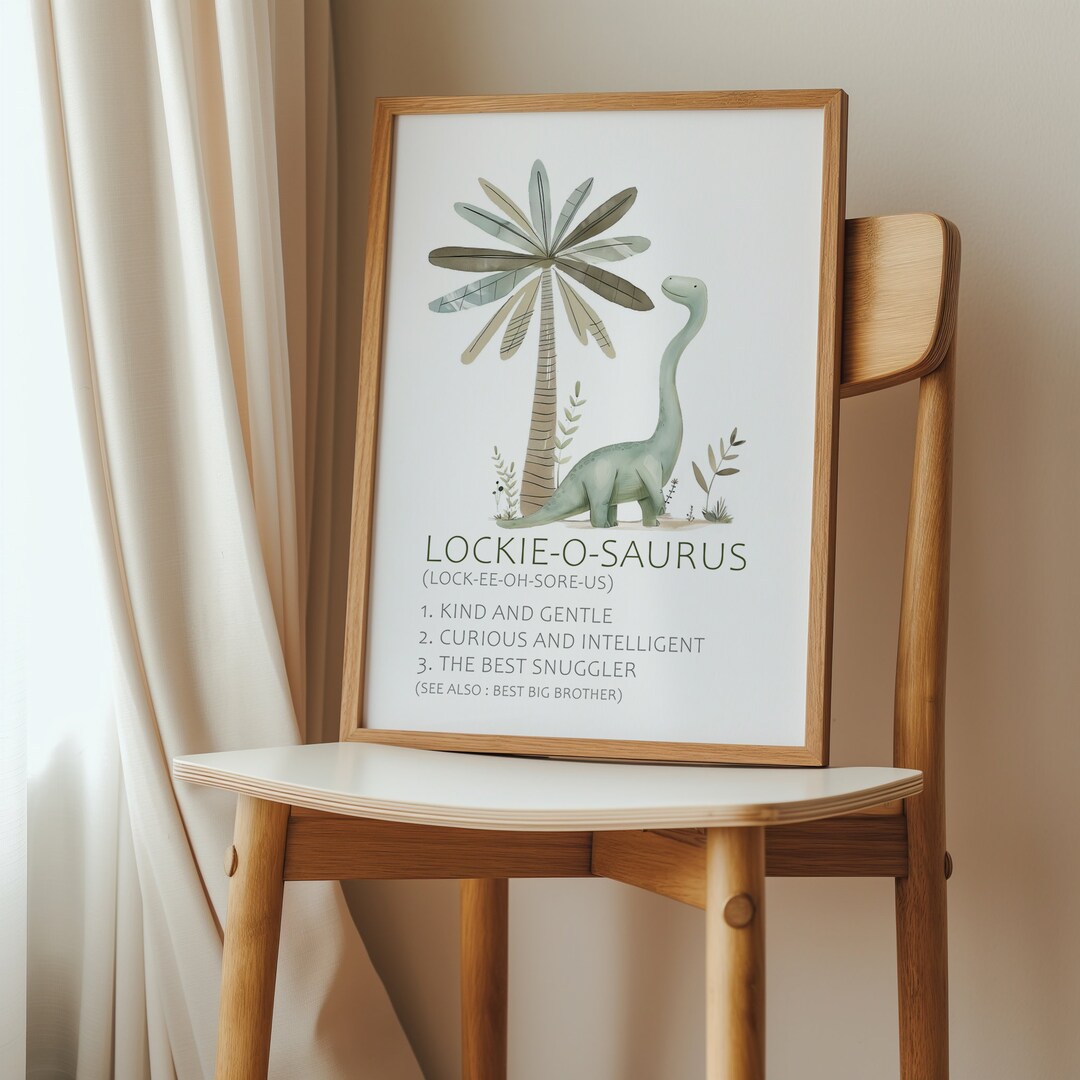 Dinosaur Art Print Digital Download Brontosaurus Name Print Nursery ...