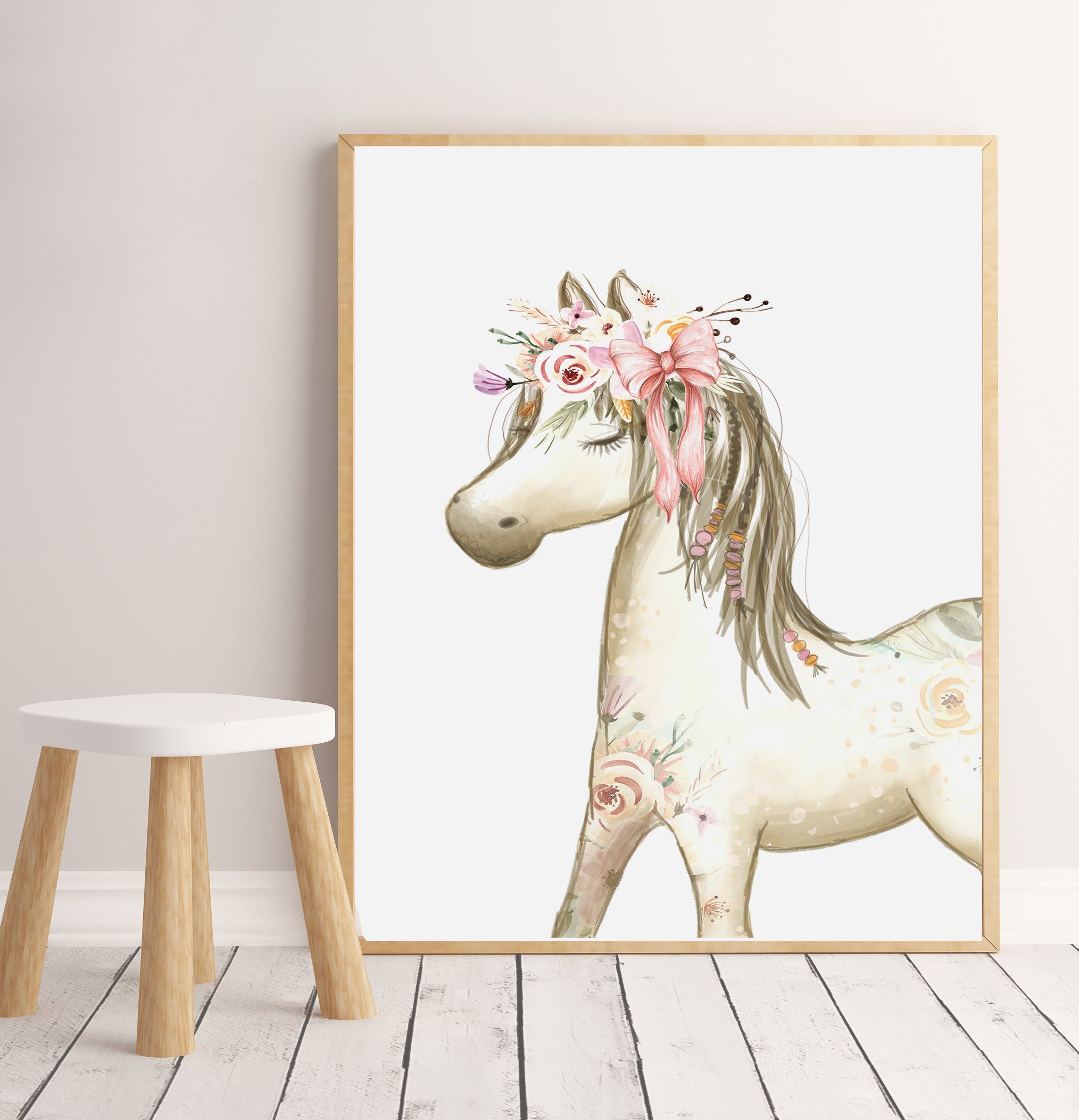 Floral Pony Personalised Art Print Set / DIGITAL FILES / | Etsy