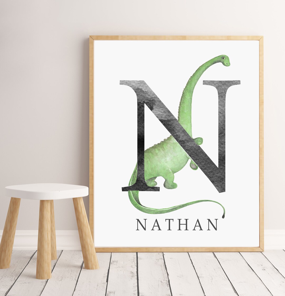 DINOSAUR PRINT / Digital File/ Brontosaurus Initial Art Print / Choice ...