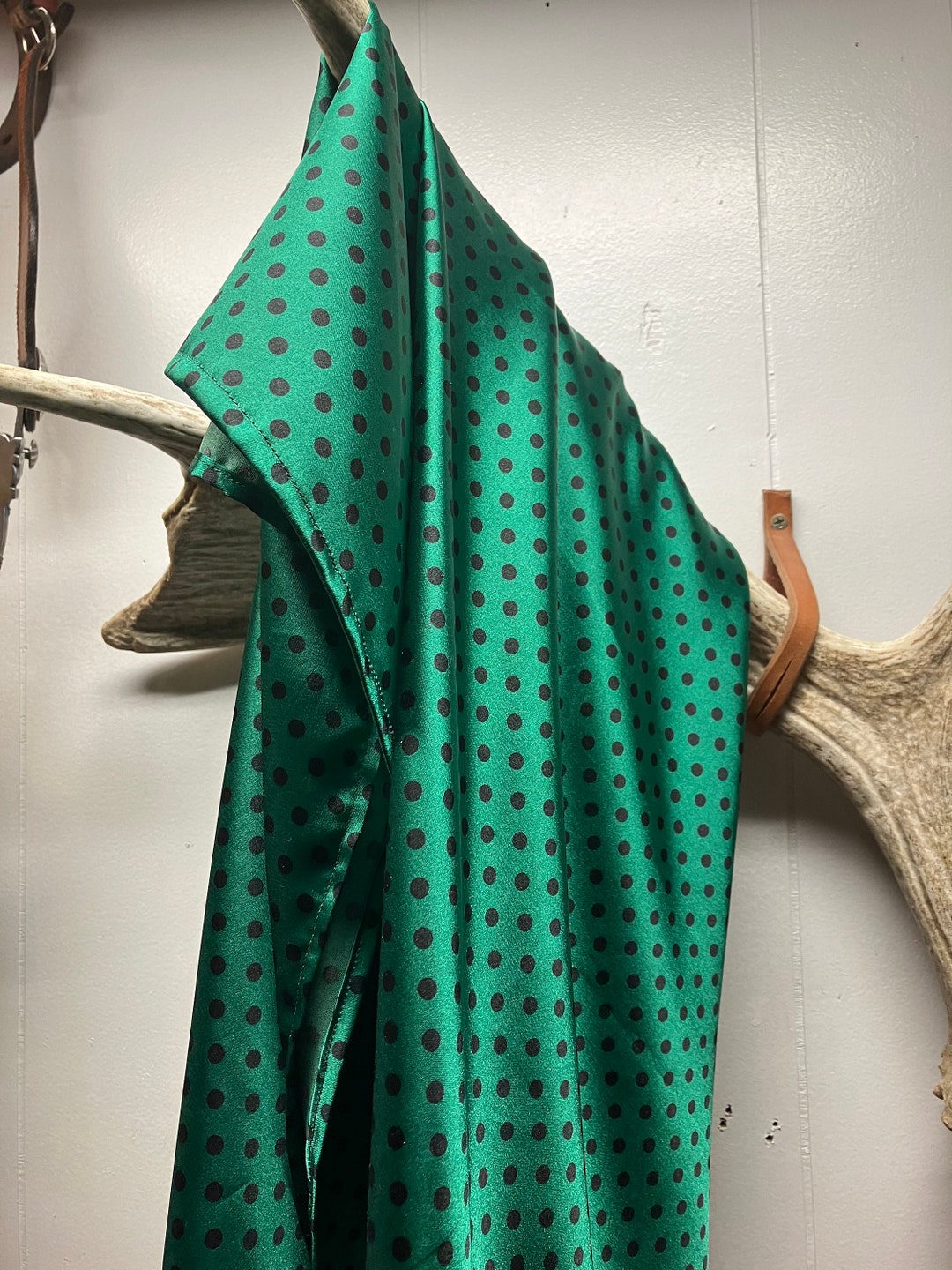 Black Polka Dots on Green Wild Rag/ Cowboy Scarf - Etsy